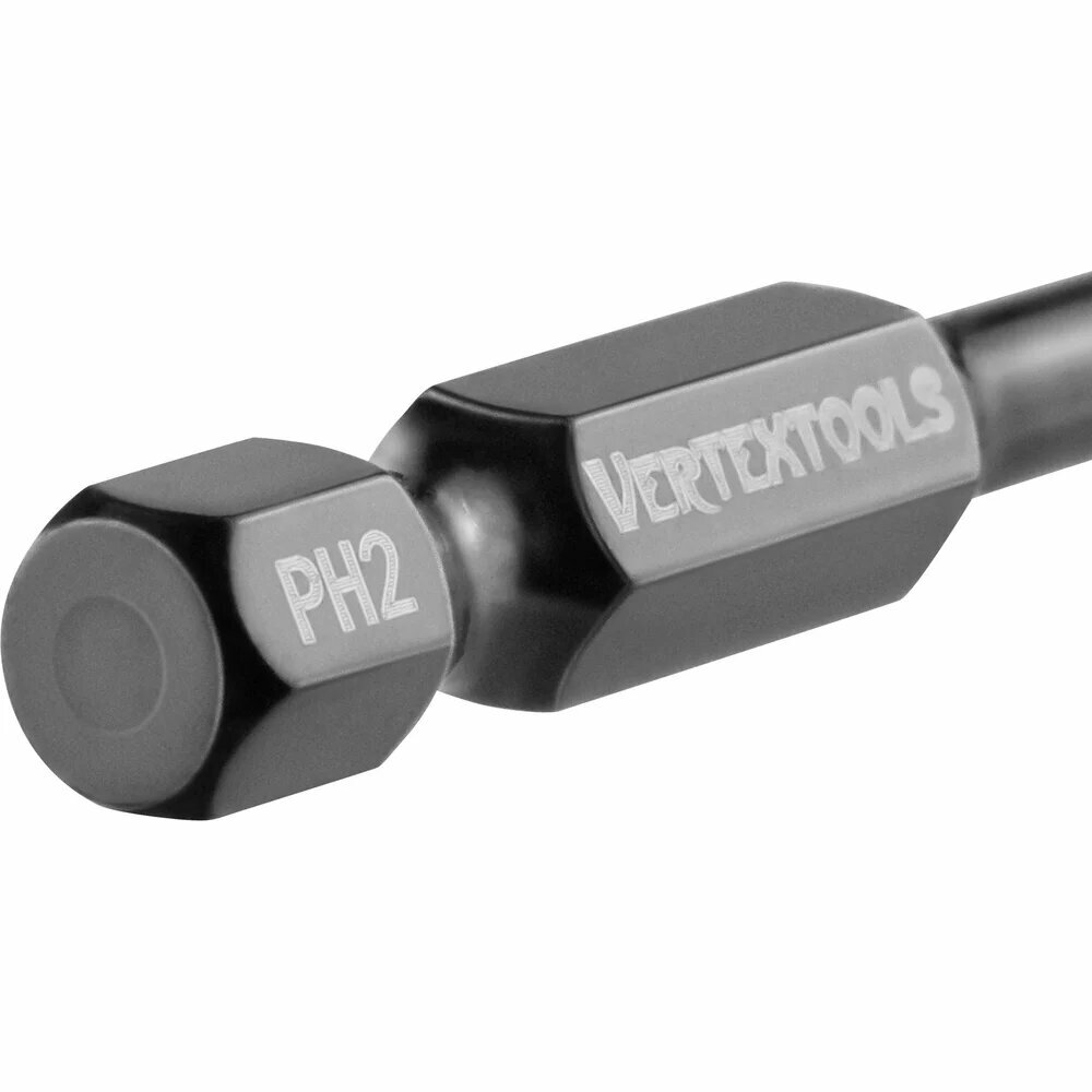 Набор бит IMPACT TORSION PH2 (10 шт; 50 мм) vertextools IP-TR-PH2-50, монтажа и демонтажа — фото 1