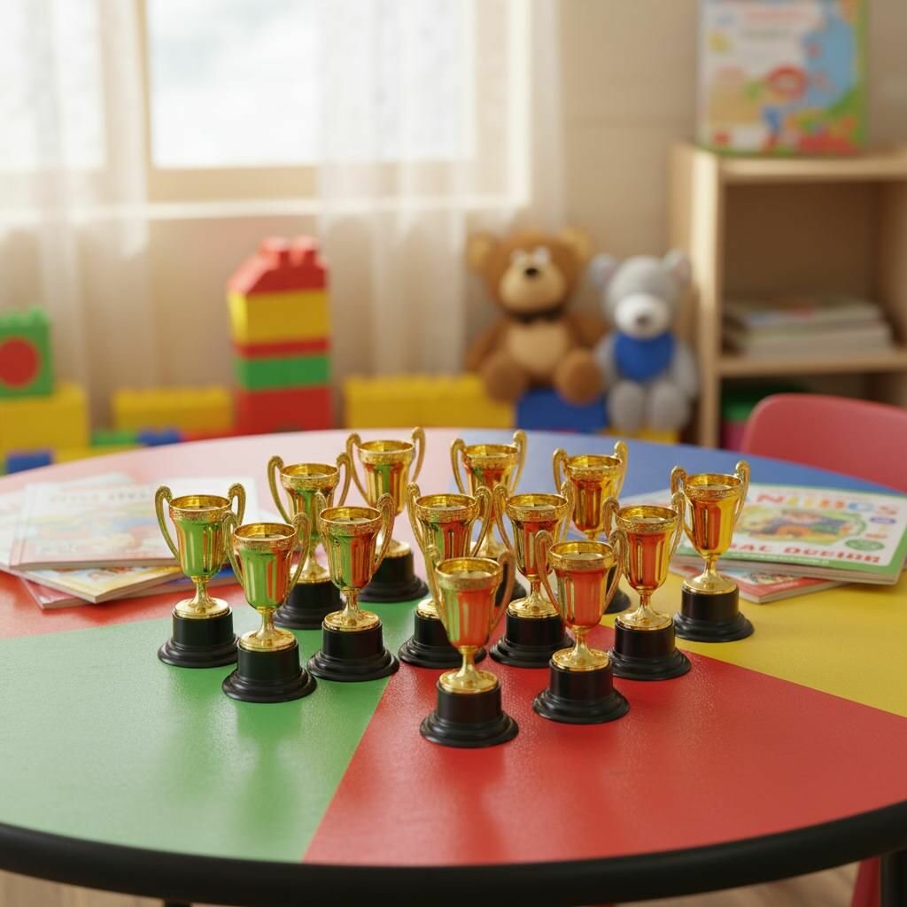 20 шт. Детские трофеи пластиковые призы, награды для детей, маленькие кубики с золотым основанием