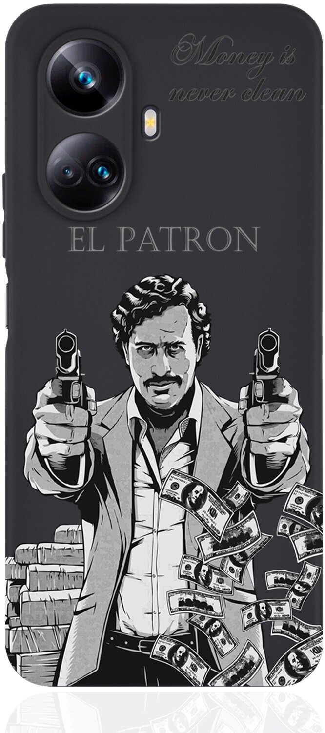 Черный силиконовый чехол MustHaveCase для Realme 10 Pro Plus El Patron Pablo Escobar/ Пабло Эскобар