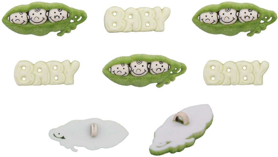 Пуговицы фигурные декоративные Dress It Up 'Сладкий горошек', пластик, 6 шт