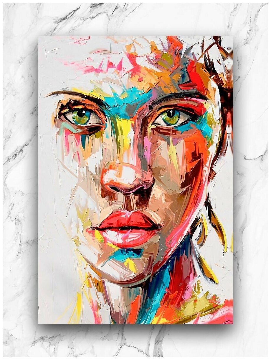 Картины для интерьера на холсте 40х60 см/ Лицо девушки / Абстракция