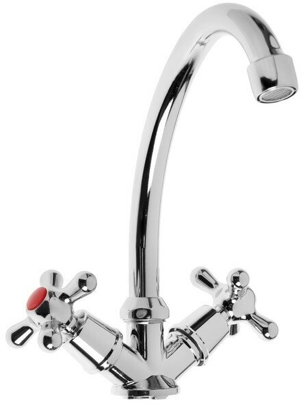 Смеситель для кухни ZEIN, кран-букса пластик 1/2", без подводки, хром