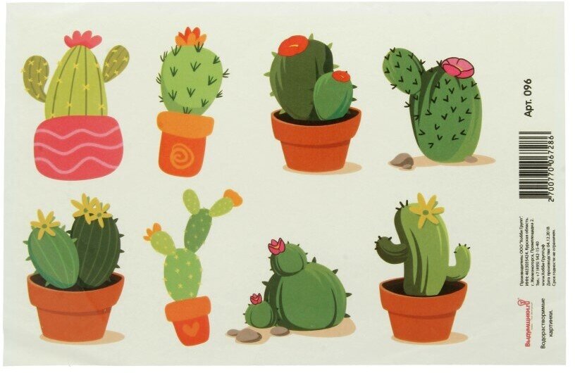 Выдумщики Водорастворимые картинки Кактусы 21.6x14 см Арт.096 набор творчества с водой