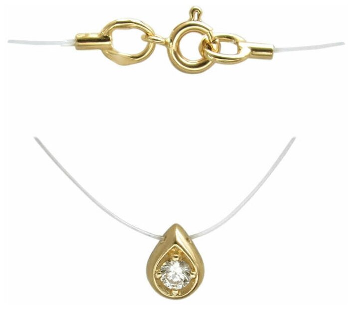 Колье, желтое золото, 585 проба, фианит