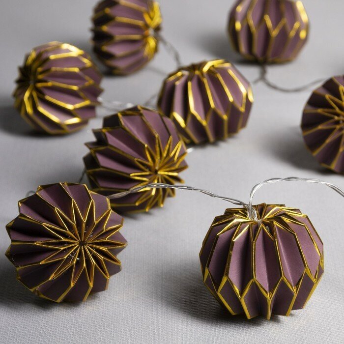 Гирлянда «Нить» 2 м с насадками «Фиолетовый фонарик», IP20, прозрачная нить, 10 LED, свечение тёплое белое, AAх2