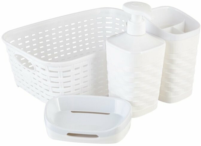 Набор для ванной комнаты Полимербыт, 4 предмета REEF белый