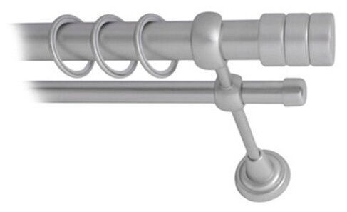 Карниз металлический Астория, 2-рядный, гладкий, D-25/16 мм, цвет Сатин, 2,4 м.