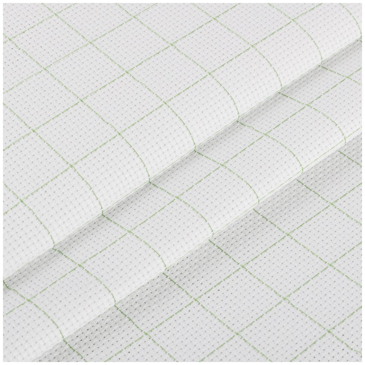 K04R-FL97 Gamma Aida №14 канва 92% хлопок 8% терилен, 50×50 см, белый в клетку, прочная основа