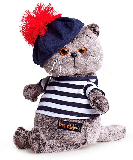 Мягкая игрушка 25 см Басик в тельняшке и берете