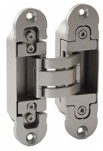 Петля скрытая, универсальная, 3D, 120x30 мм, 80 кг, цамак/алюминий, серебро матовое