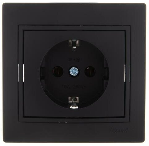 Розетка 1-м СП Mira с заземл. керамика черн. бархат LEZARD 701-4242-122