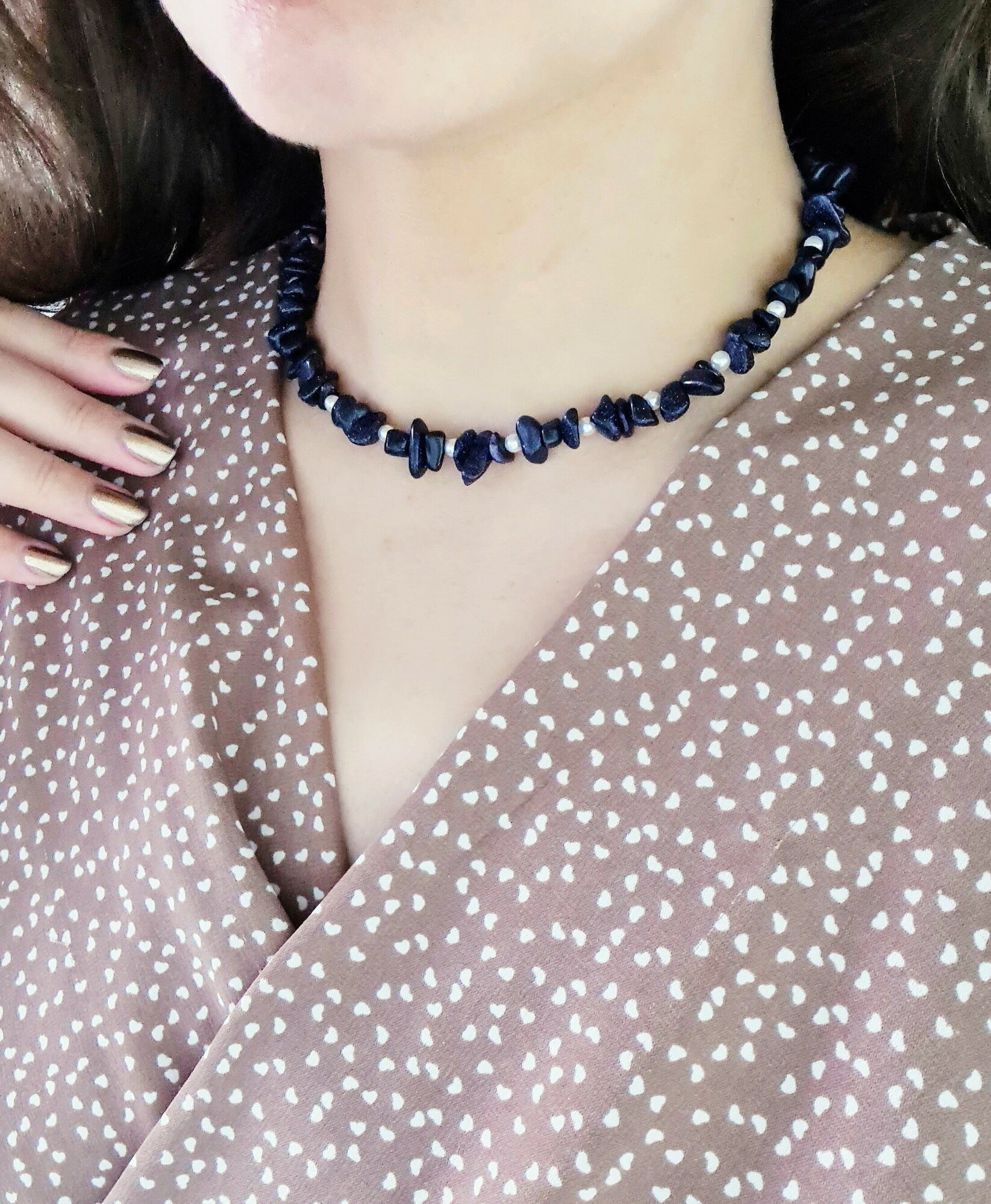 Чокер, авантюрин, агат