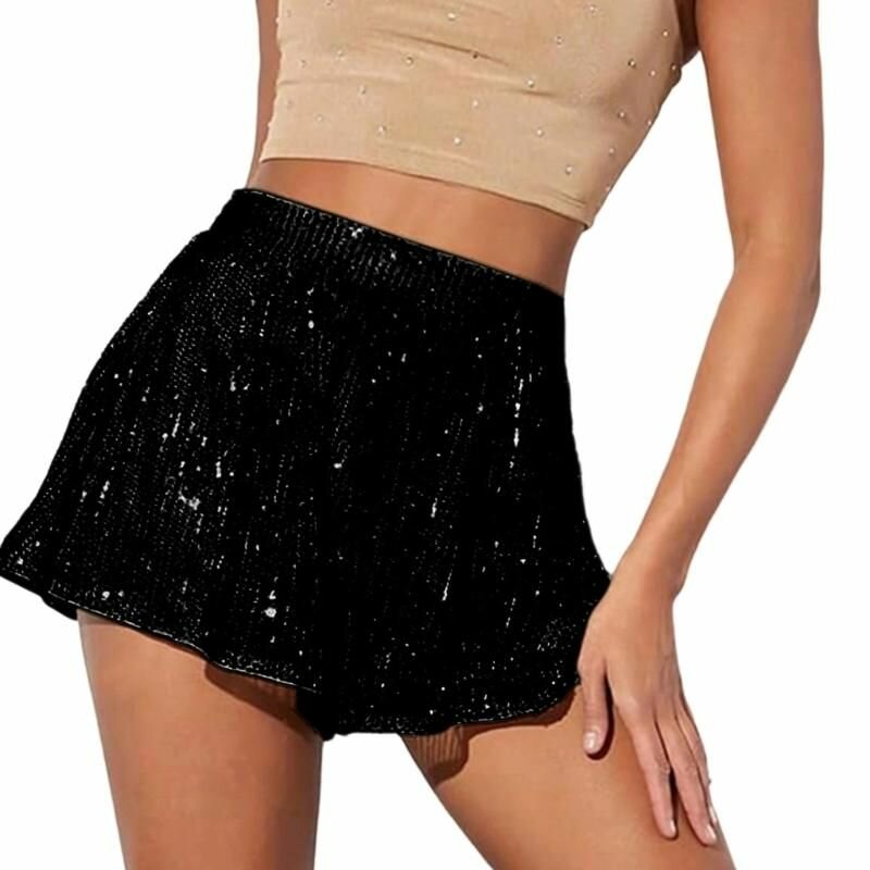 Блестящее мини-платье с пайетками, Черный - M