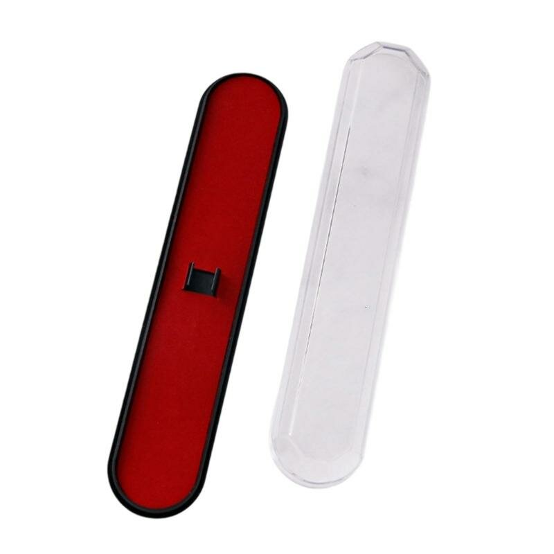 Прозрачная прямоугольная коробка для ручек и карандашей, красный