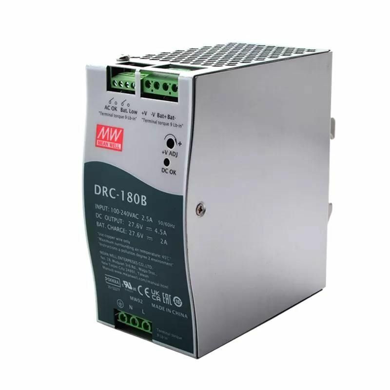 Блок питания MEAN WELL с функцией ИБП, мощность 180 Вт, выход 27,6 В, 3,5 А, зарядное устройство в комплекте