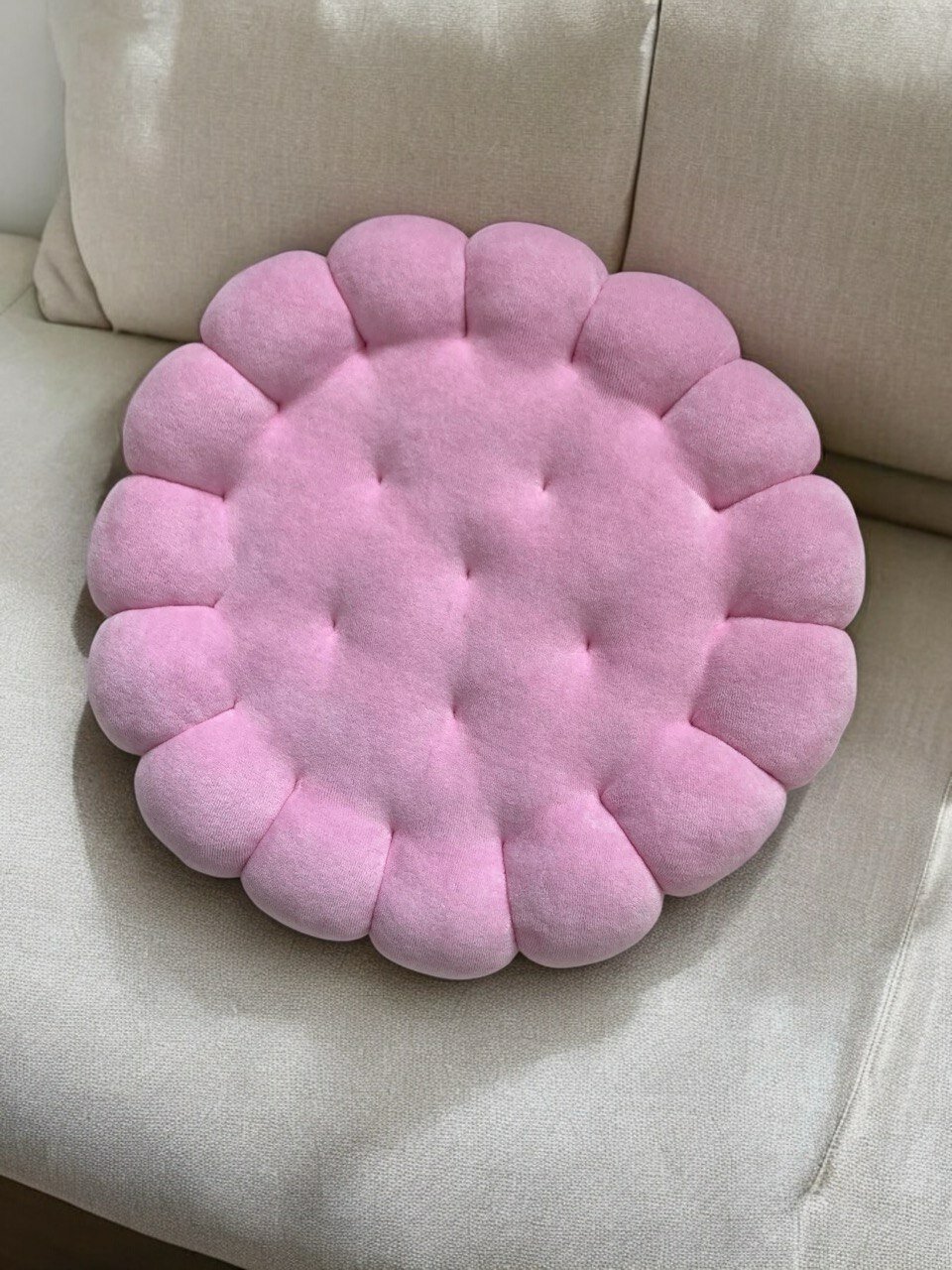 Подушка декоративня Печенье Baby.Eco.Decor / Крекер Печенька круглая розовая