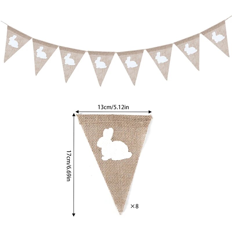 3-метровый пасхальный кролик, джутовый баннер из мешковины, льняные флаги, счастливая Пасха, вечерние, домашние настенные украшения, винтажная гирлянда «сделай сам»