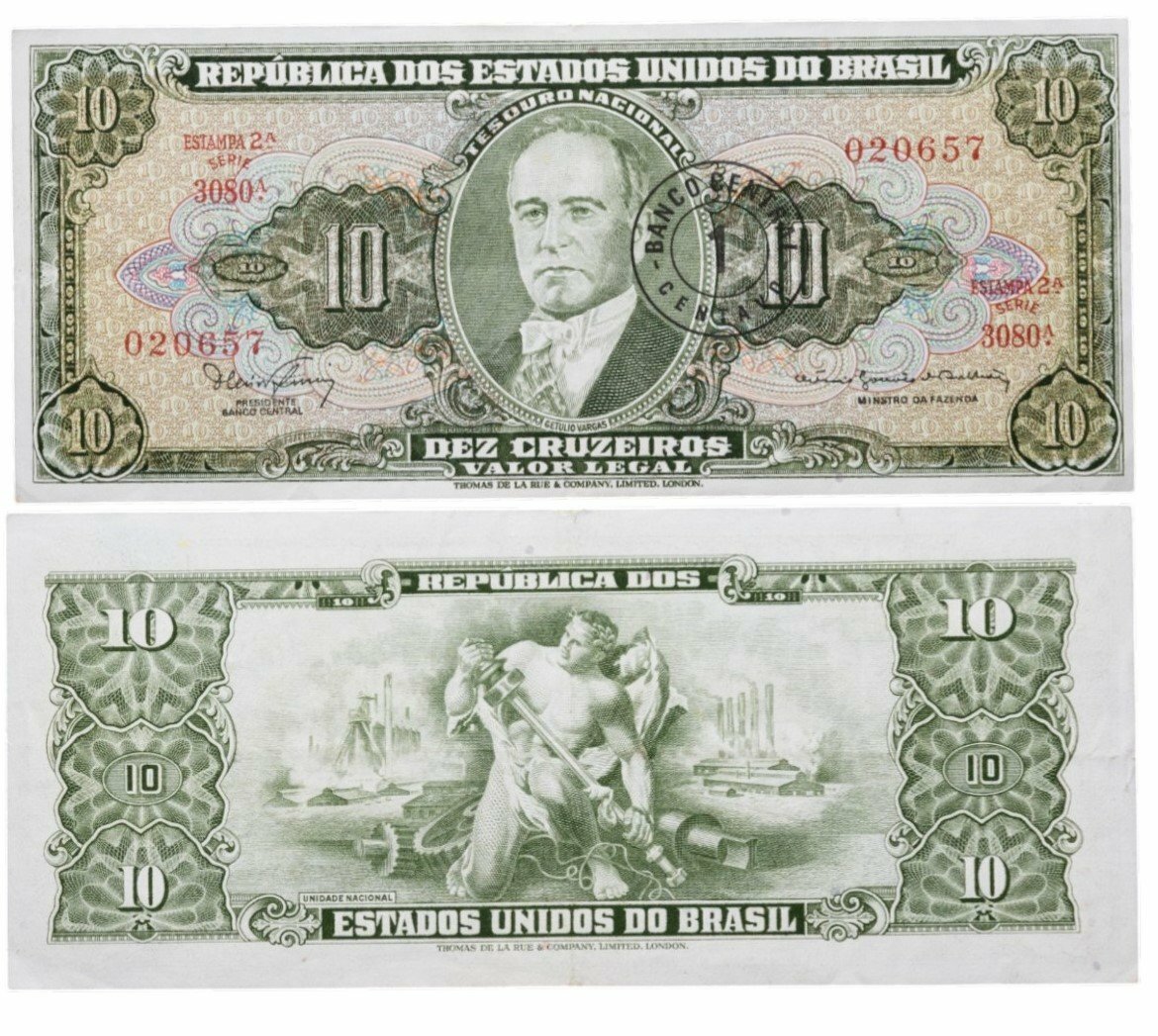 Бразилия 1 сентаво на 10 крузейро 1966-67 Pick 183a