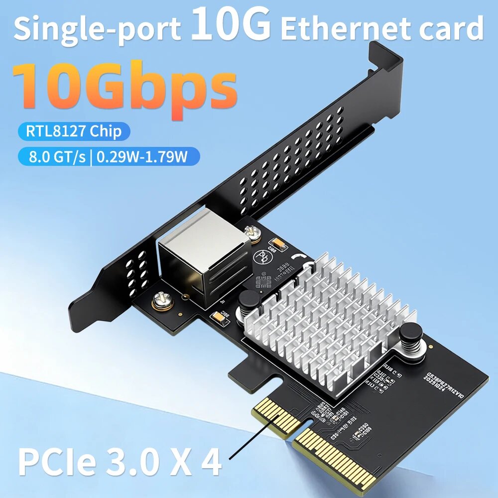 Сетевая карта Lekuo PCIe 3.0 x4 Realtek RTL8127