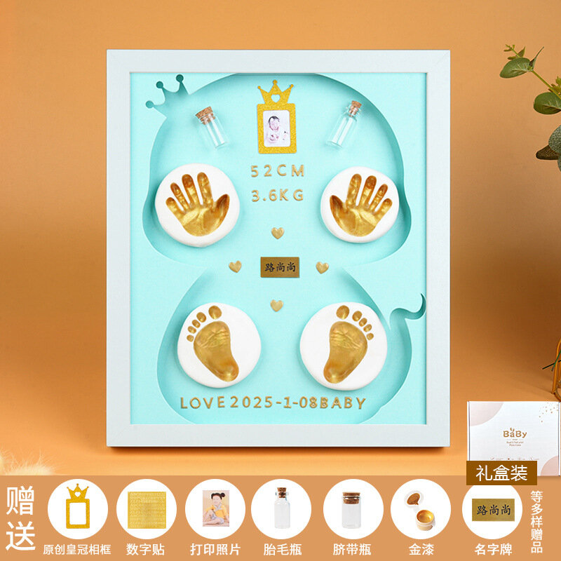 Детская змея, полная луна, отпечаток руки и стопы, сувенир для новорожденного, коробка для сбора волос, пуповина, отпечаток стопы на сто дней, чернильная подушка