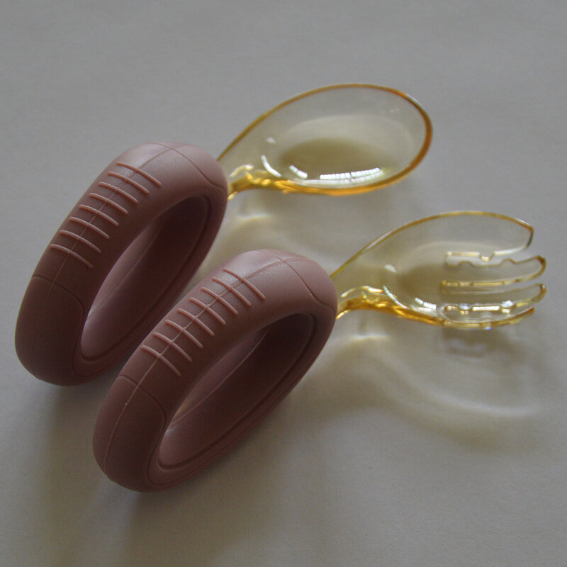 Набор вилки и ложки из PPSU силикона, 316 нержавеющая сталь, короткая ручка для малышей, вилка и ложка для детского сада, самостоятельное питание