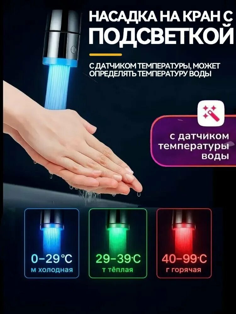 Насадка на кран светодиодная аэратор с LED подсветкой
