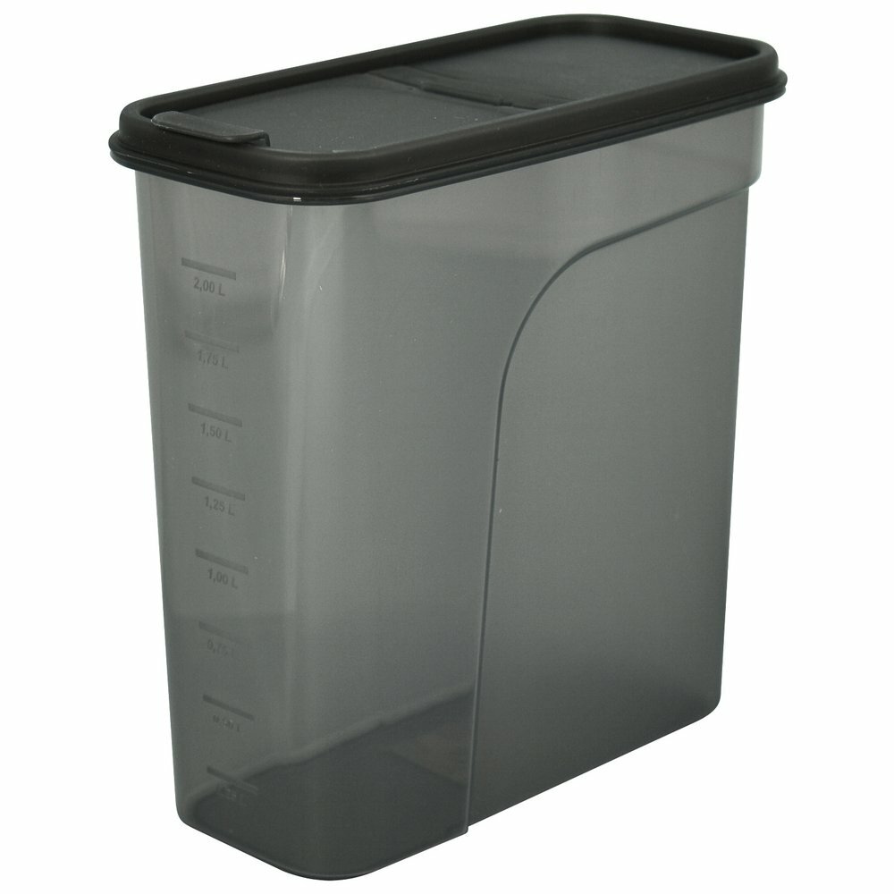 Контейнер Мультидом NEW, для сыпучих продуктов, с крышкой, графит 2,4л