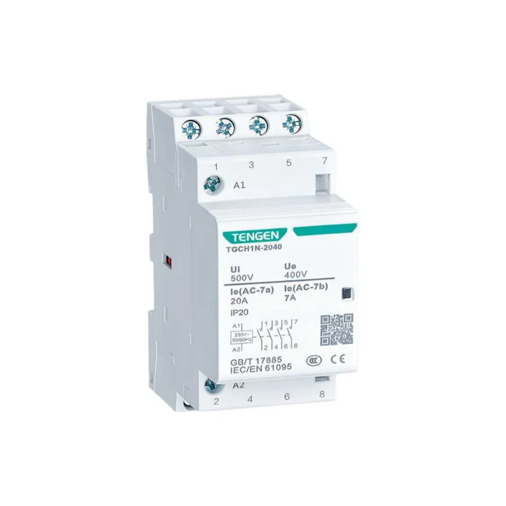 Контактор модульный Tengen TGCH1N-2522-230V 25A 2NO 2NC 230VAC 2х модуль УТ-00027072
