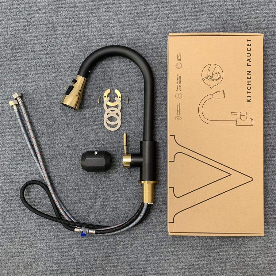 ⭐Кросс-бордерный выдвижной большой изогнутый смеситель из нержавеющей стали для горячей и холодной воды, кухонная раковина, балкон, прачечная, бассейн, двух- или трехступенчатый⭐