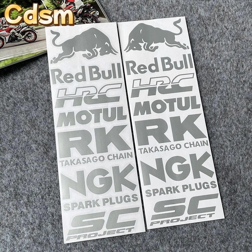 Светоотражающие наклейки на боковую защиту мотоцикла Red Bull, HRC MOTUL RKGK SC, наклейки на крыло, защита от царапин, две части, 27 см x 9 см
