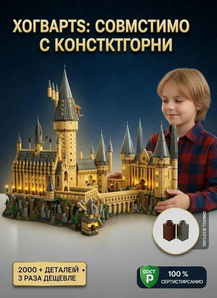 Большой 3D конструктор Замок Хогвартс : Сборная модель Гарри Поттера для мальчиков, сложный пазл