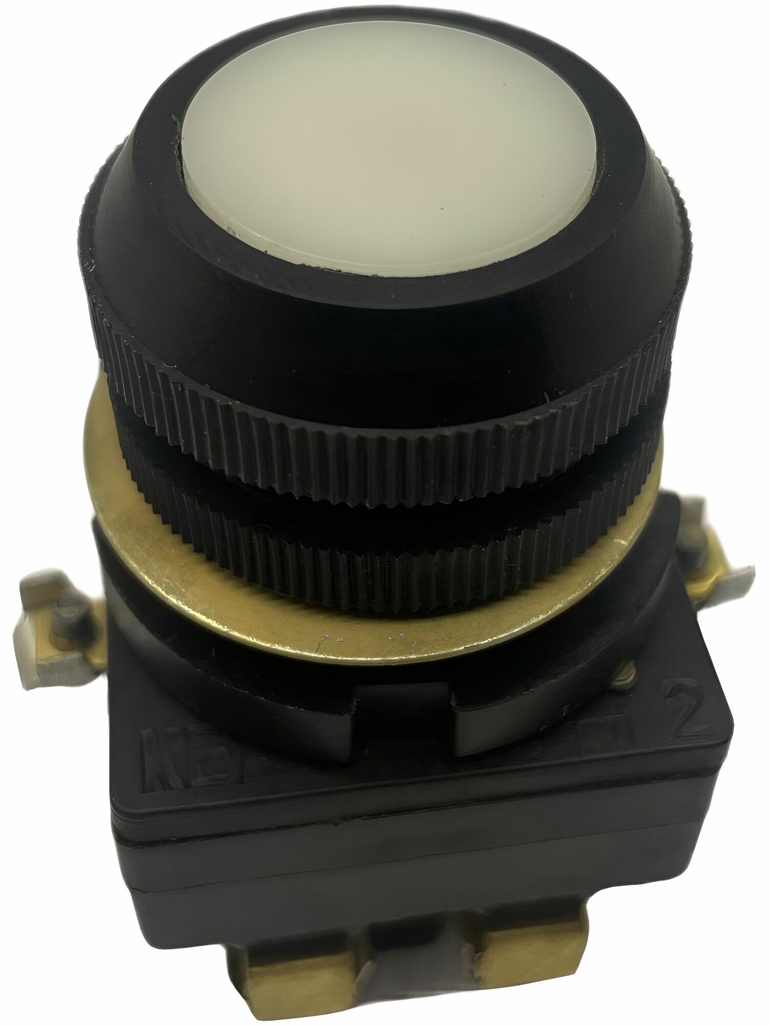 КЕ-171 У3 исп.2, белый, 1з+1р, цилиндрический толкатель с подсветкой, IP66, 10А, 660В, Выключатель кнопочный.