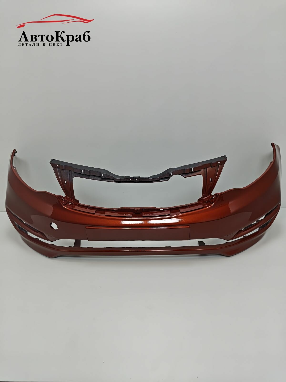 Бампер передний в цвет для Киа Рио 3 рестайлинг 2015 - 2017 г. TDY - красный