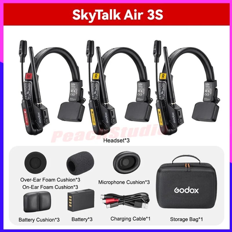 Беспроводная полнодуплексная система связи Godox SKYTALK AIR 2.4G с дальностью передачи 500 м и мониторингом в реальном времени для киносъемочных групп