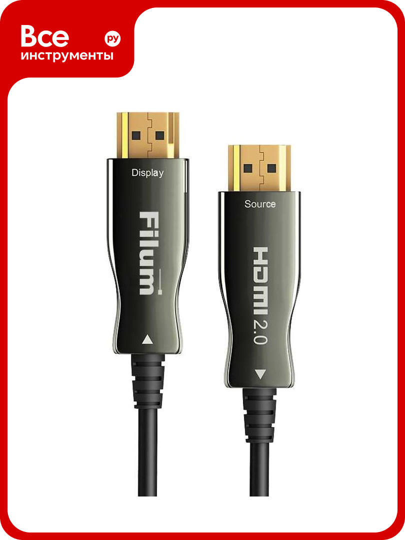 Волоконно-оптический кабель Filum активный, оптический, 30 м, 4k/60hz, hdmi v,2,0, arc, 19m/19m, черный, коробка FL-AOC-HDMI2.0-30M