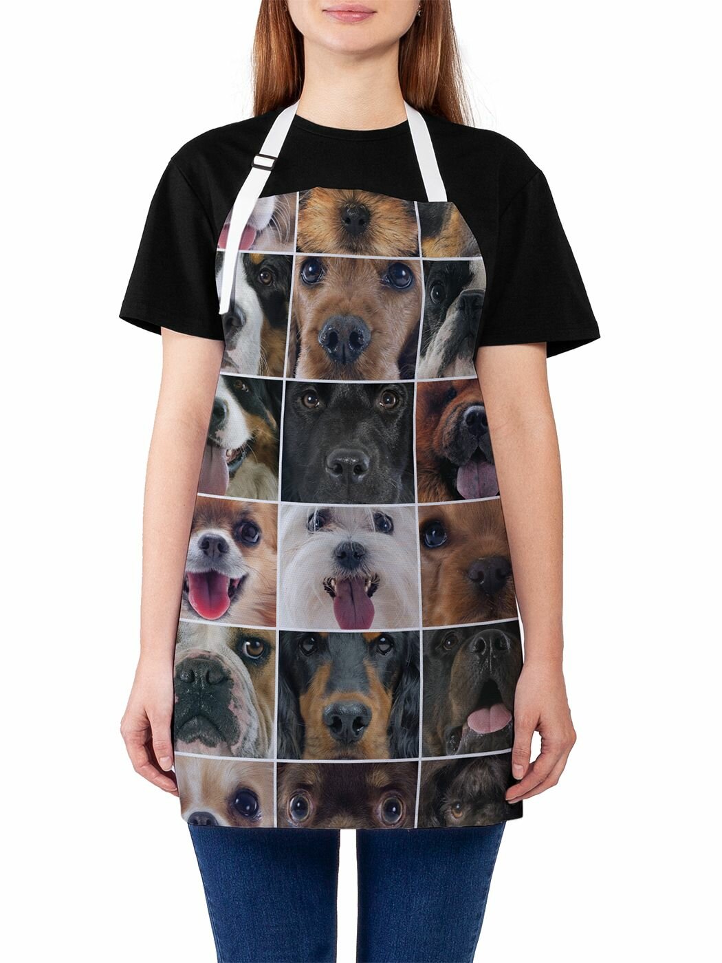 Фартук для кухни тканевый "В окружении собак" / водоотталкивающий, универсальный размер , JoyArty