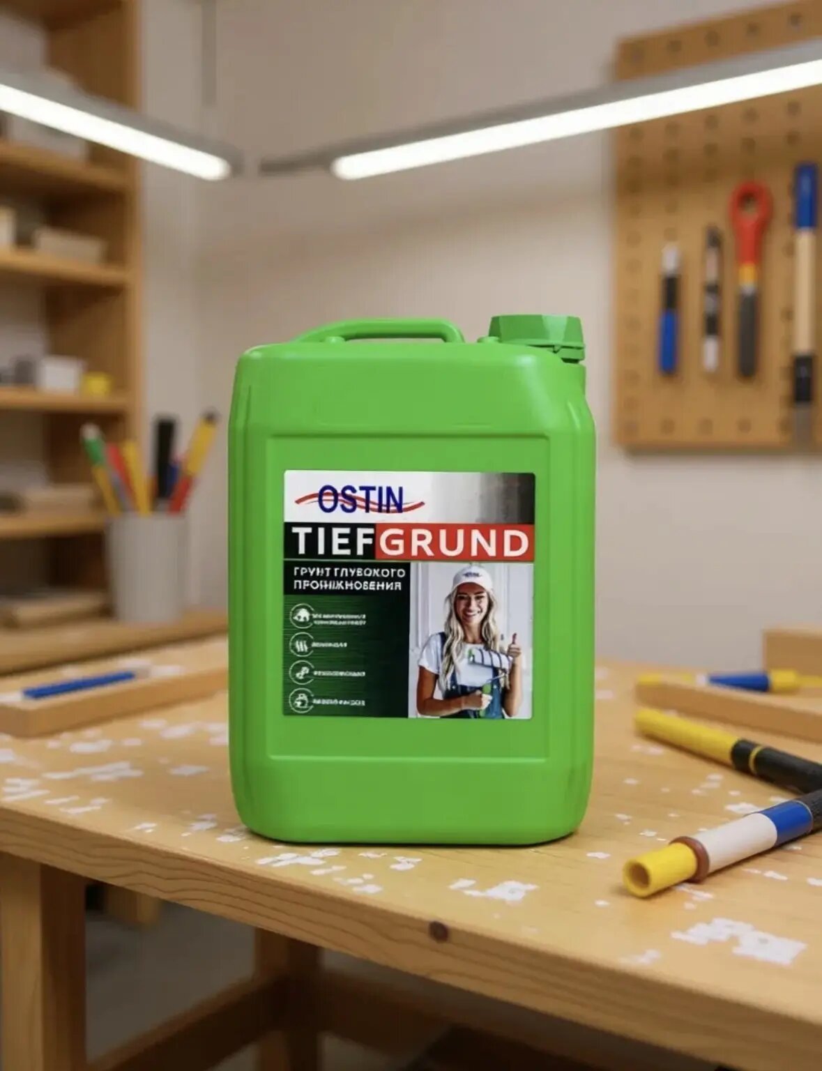 Грунтовка OSTIN Tiefgrund, паропроницаемая, полимерная дисперсия, 10 л