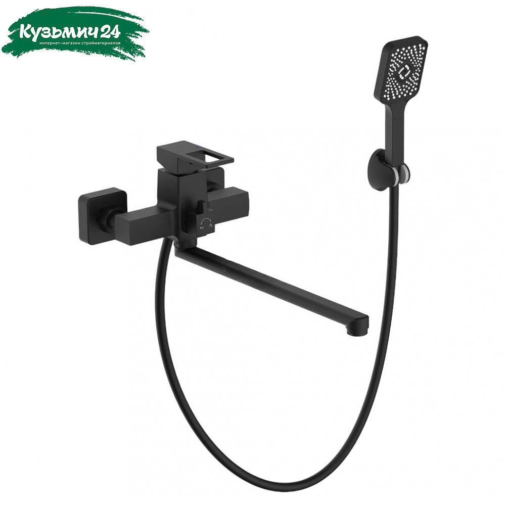 Смеситель для ванны Econoce EC0817BL картридж D35-A, с душевым гарнитуром, однорычажный, цинк, цвет черный