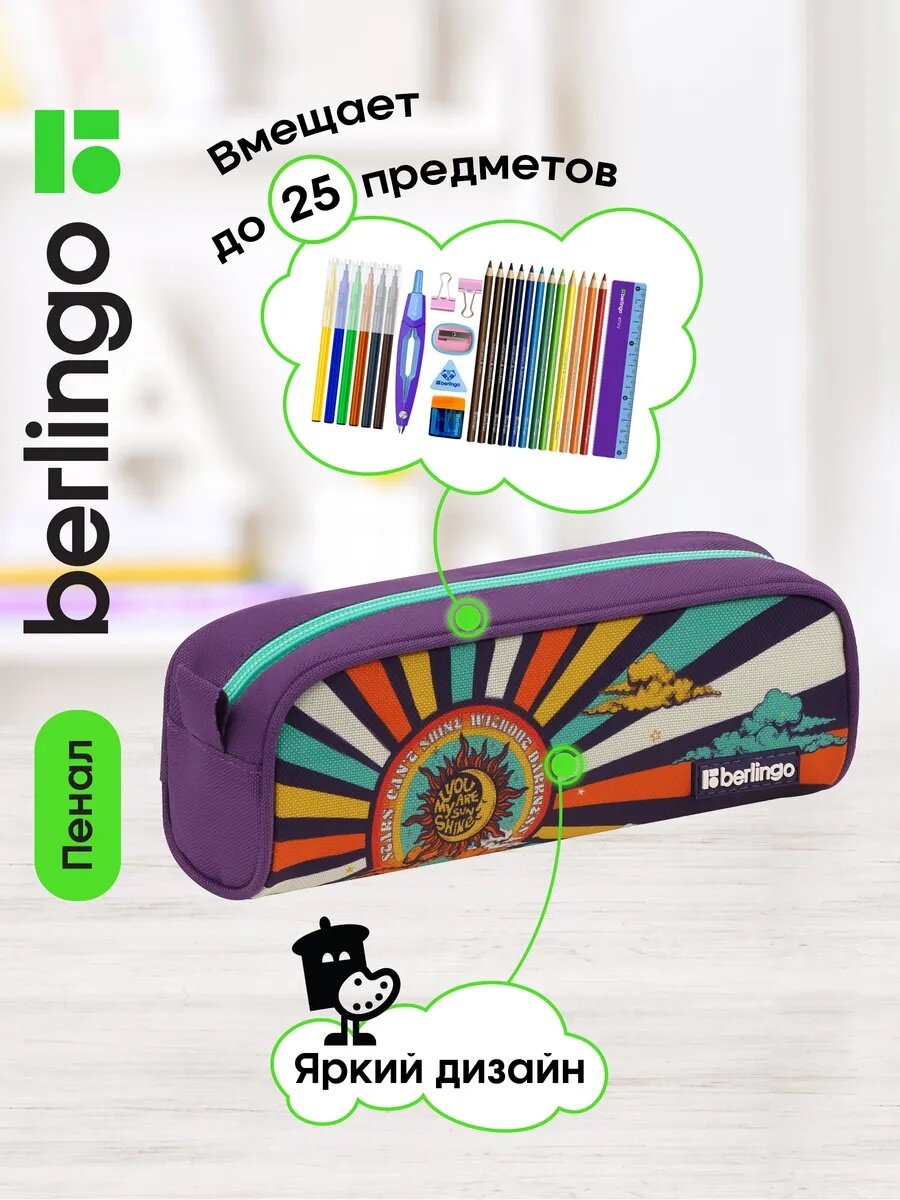 Пенал школьный Berlingo "Groovy" для подростка, 1 отделение, 22см