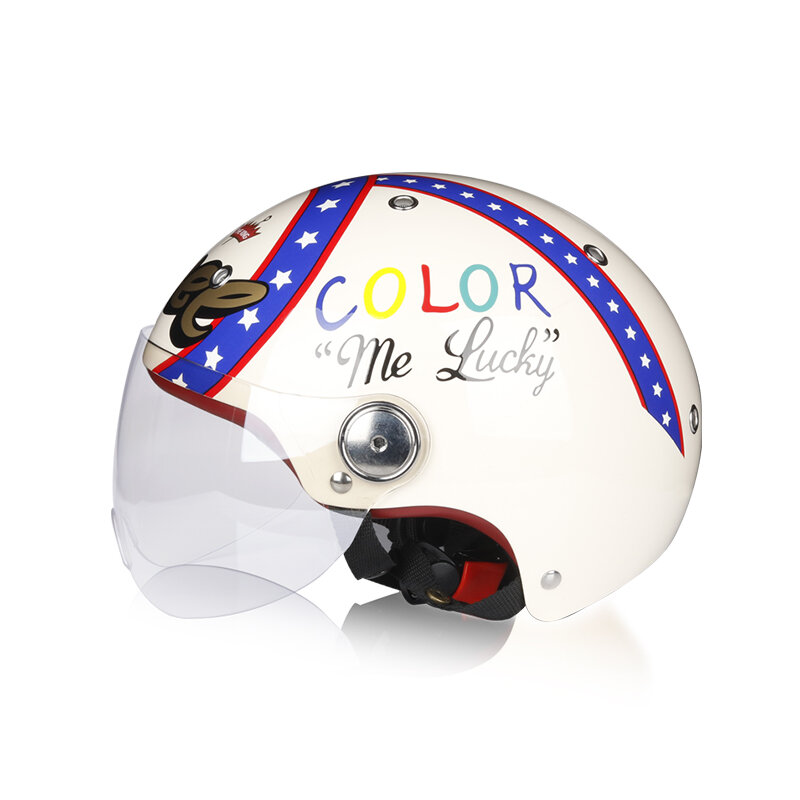 Полуоткрытый шлем унисекс BEON CCC lucky star bright milky white/blue, L EU