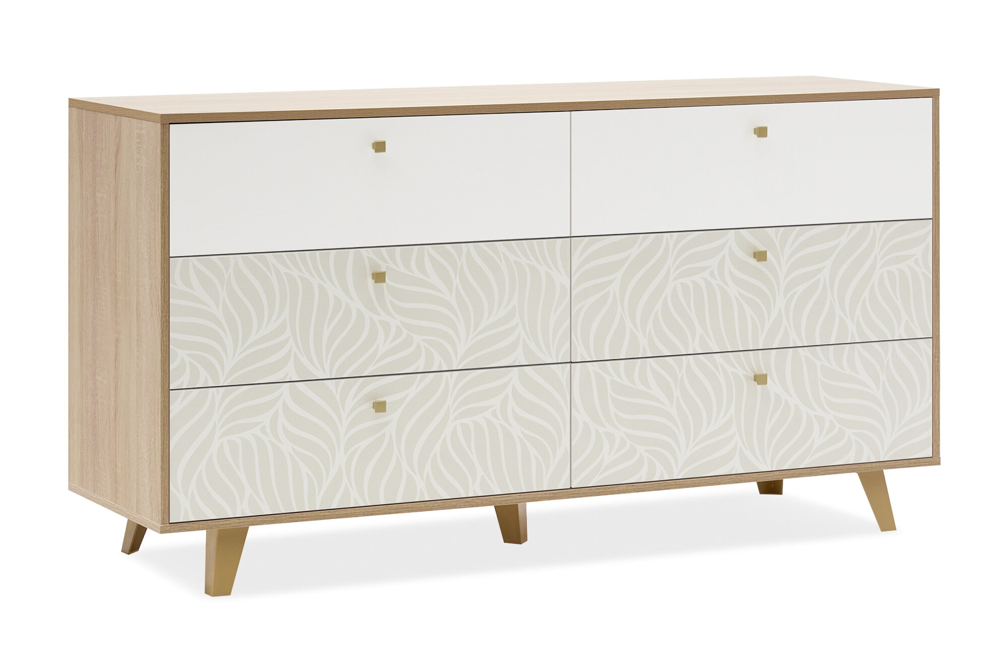 Комод для одежды Нонтон Адажио, дуб сонома / белый с принтом орнамент, 160x50x85 см