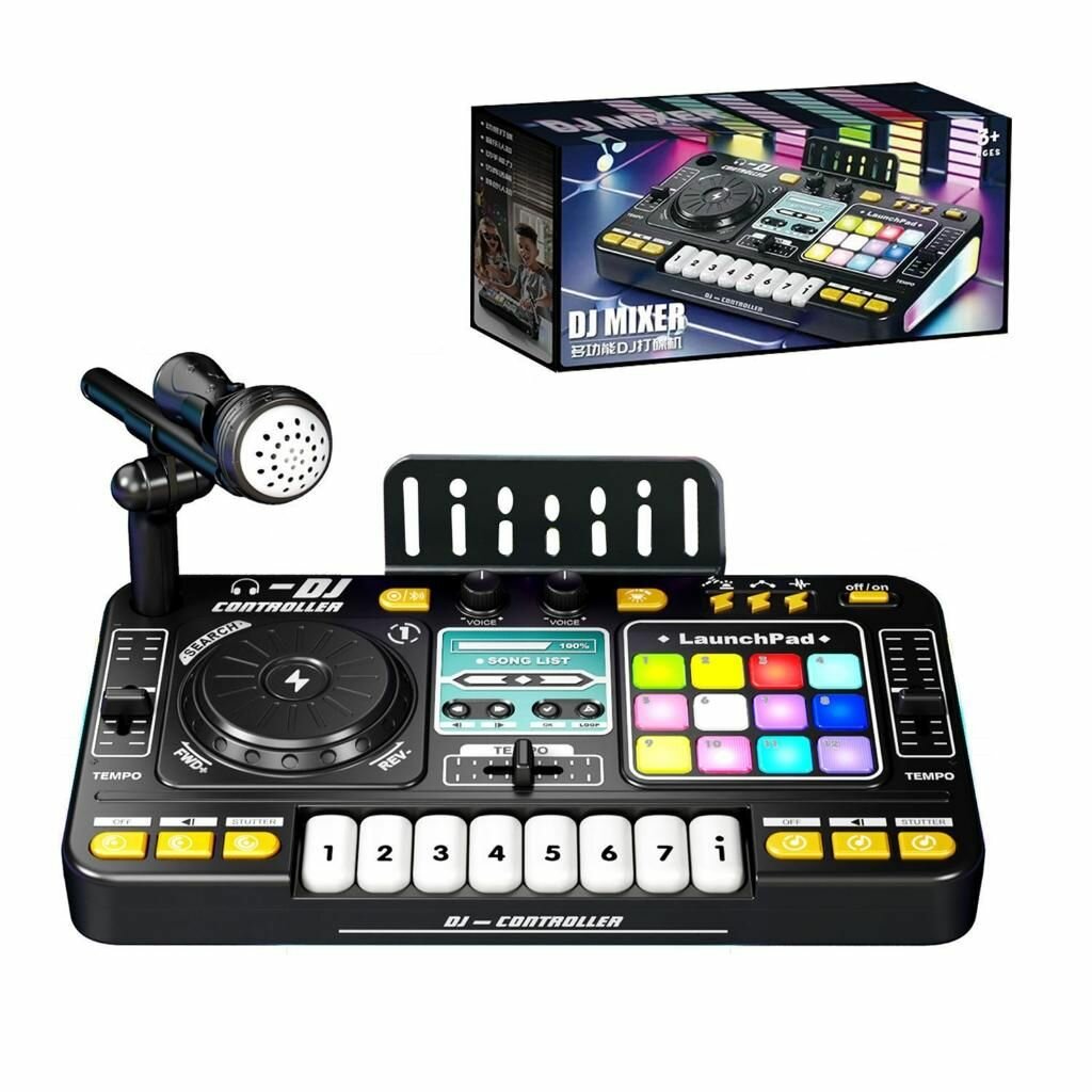 Детский DJ-контроллер с USB-зарядкой, Черный