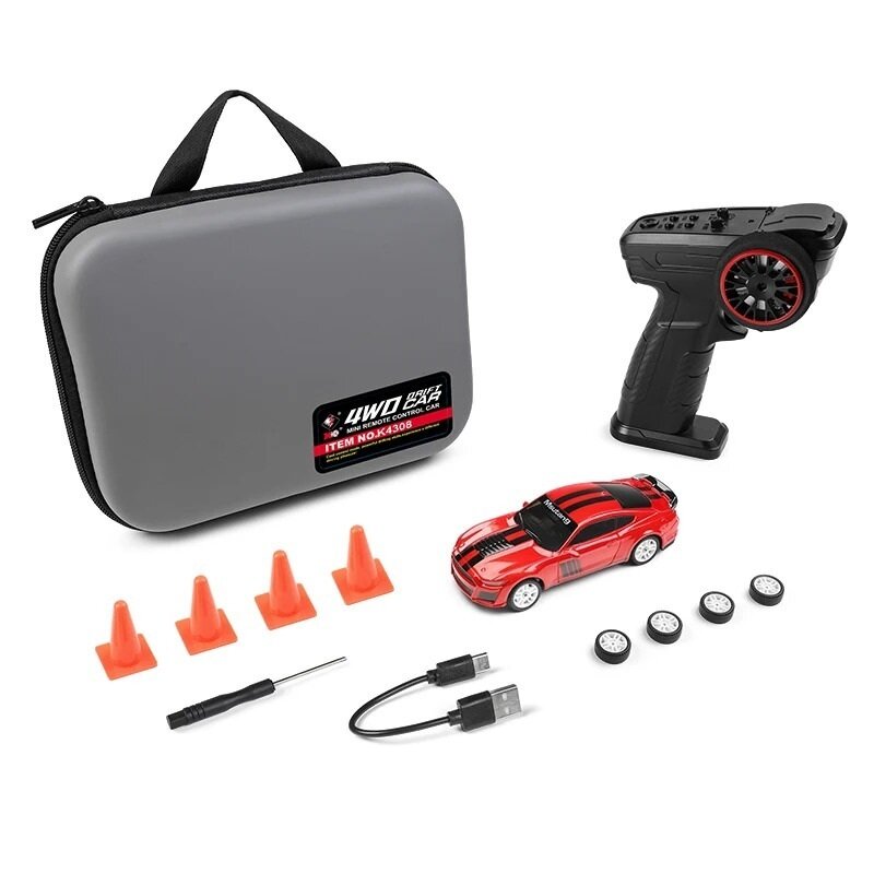 K4308 Радиоуправляемая дрифт машина 1:43 4WD 2.4G 11 км/ч мини-модель с двумя типами шин LED светом