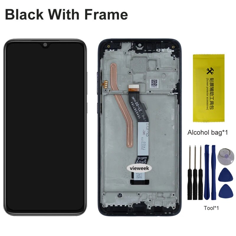 6,53 "для Xiaomi Redmi Note 8 Pro M1906G7I M1906G7G ЖК-дисплей с цифровым Black With Frame