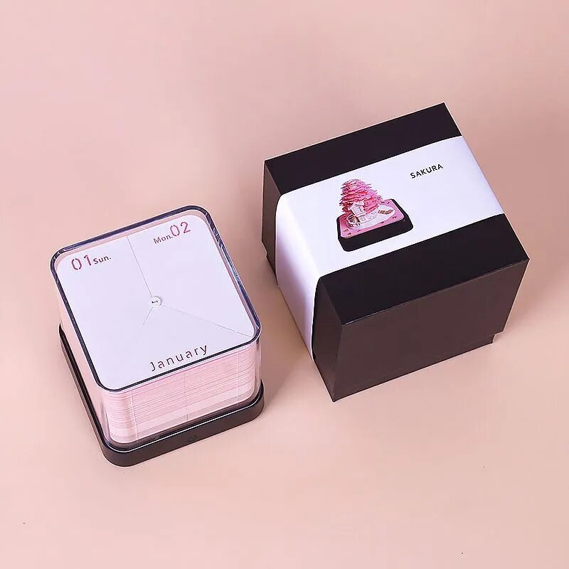 Календарь настольный 3D Sakura с отрывными листами для заметок, розовый цвет, Китай