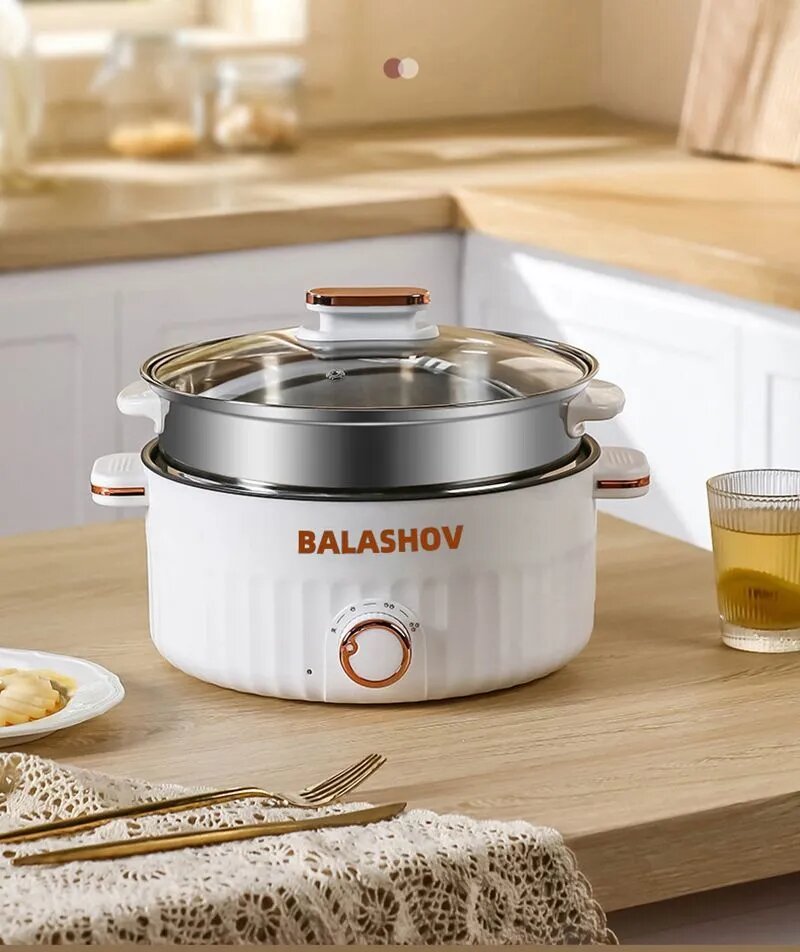 Суповарка BALASHOV Электрическая 1.5 л белая для приготовления супов и горячих блюд — фото 1