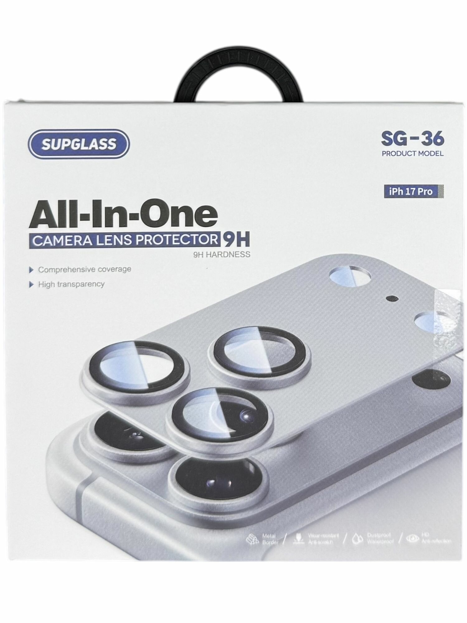 Защитные Линзы SUPGLASS на всю камеру для телефона iPhone 17 Pro, PREMIUM camera lens, цвет Silver (серебристые)