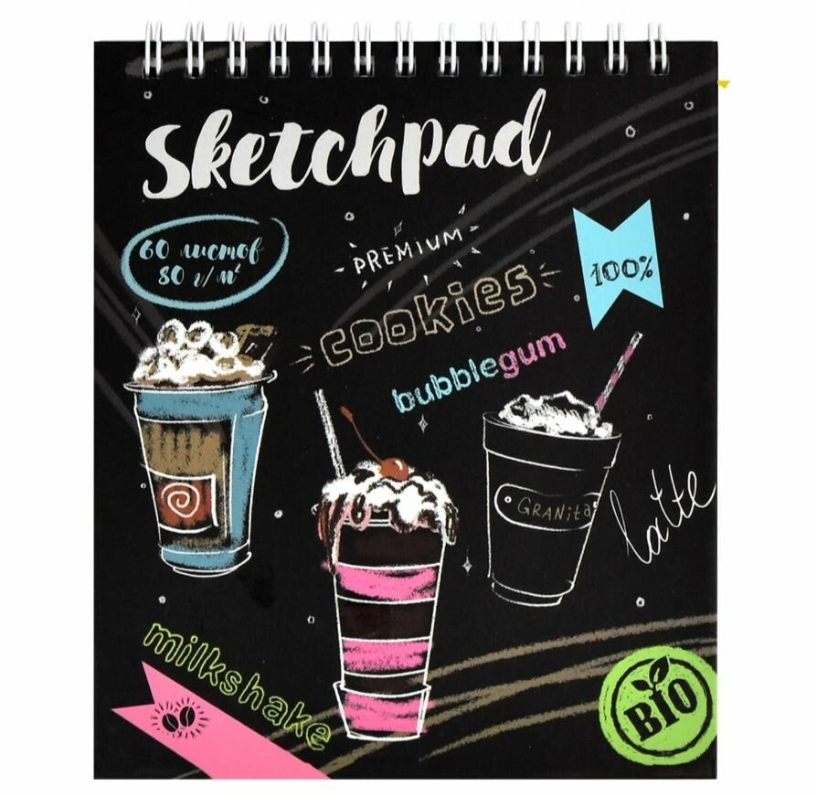 Скетчпад Коктельная вечеринка 60 л, гребень, белый офсет