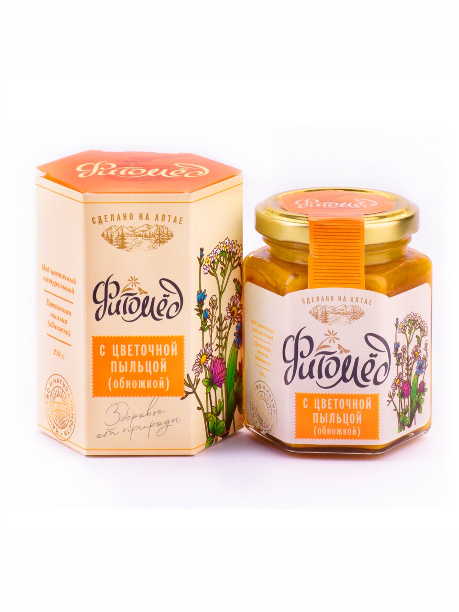 Фитомёд с цветочной пыльцой (обножкой) для повышения иммунитета от бренда "Пчела и человек", вес 230 грамм