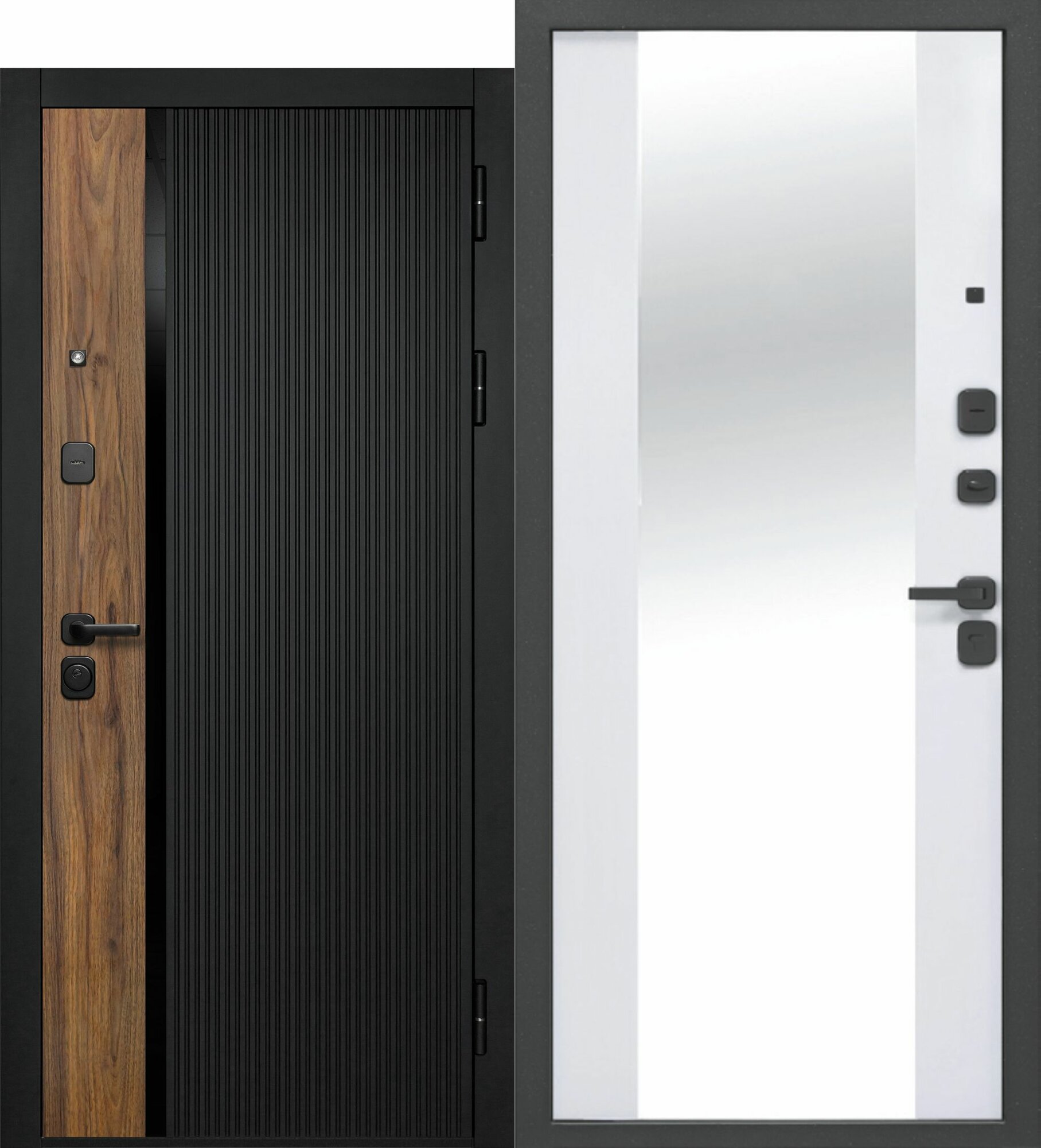 Входная дверь Ferroni 9 см Кантри Эмалит белый Зеркало 860 правая